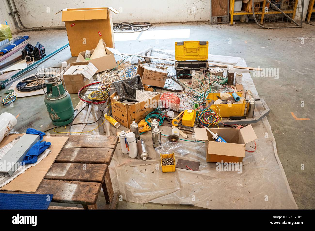 Division of equipment and small industrial tools in the factory Stock ...
