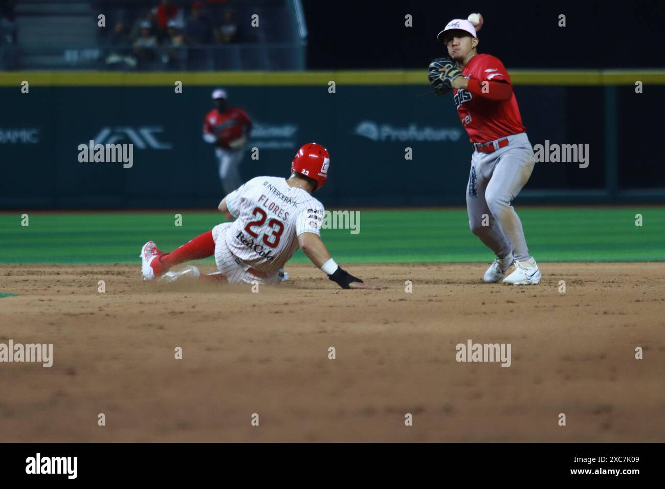 Second baseman Jonathan Mendoza #10 of Piratas de Campeche strikes out ...
