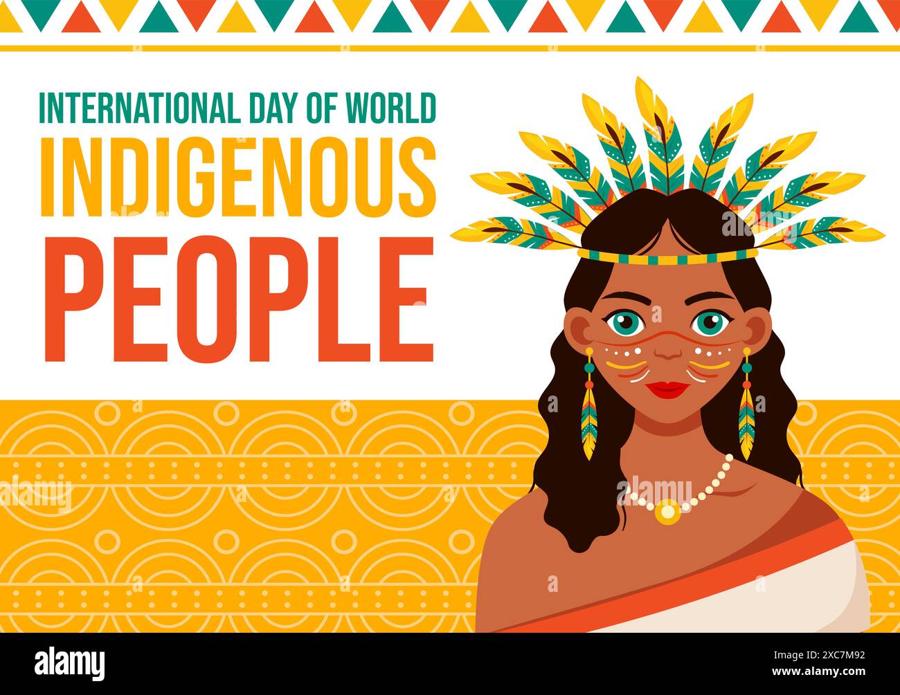 Indigenous People Day Social Media Background Flat Cartoon Hand Drawn ...