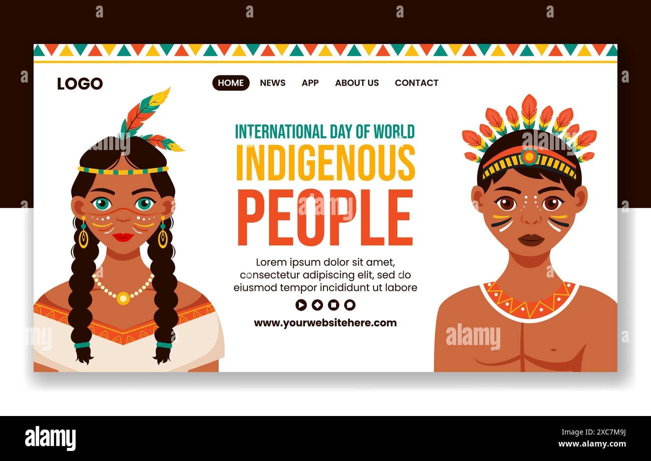 Indigenous People Day Social Media Landing Page Cartoon Hand Drawn ...