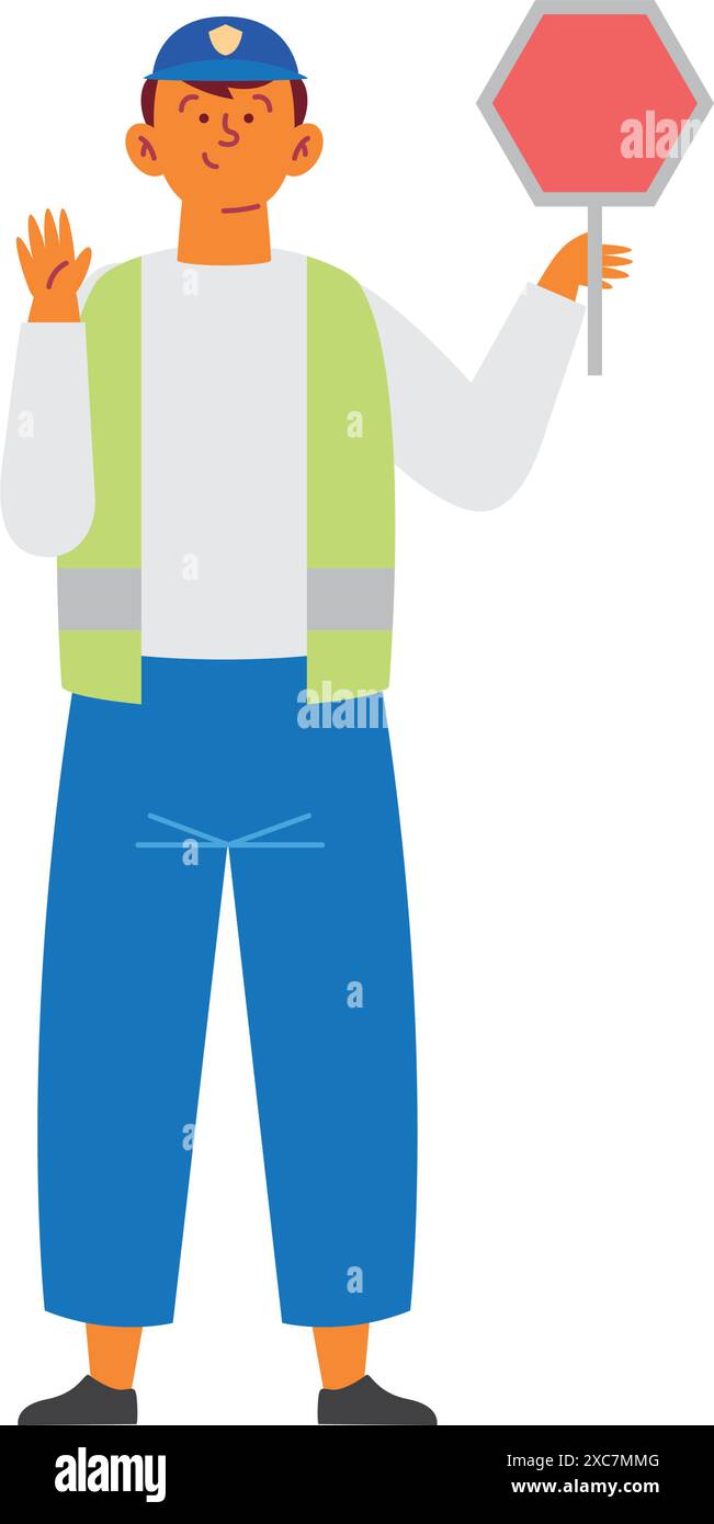 man holding traffic sign of stop isolated Stock Vector Image & Art - Alamy