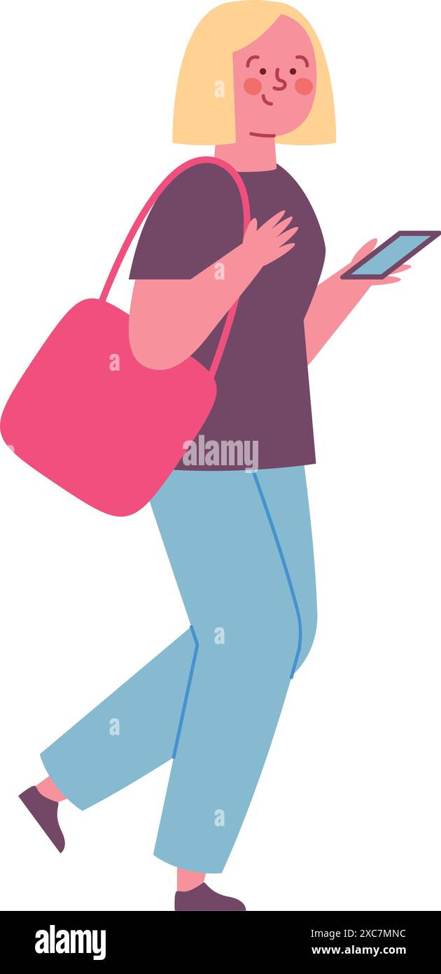 Walking with phone in hand Stock Vector Images - Alamy