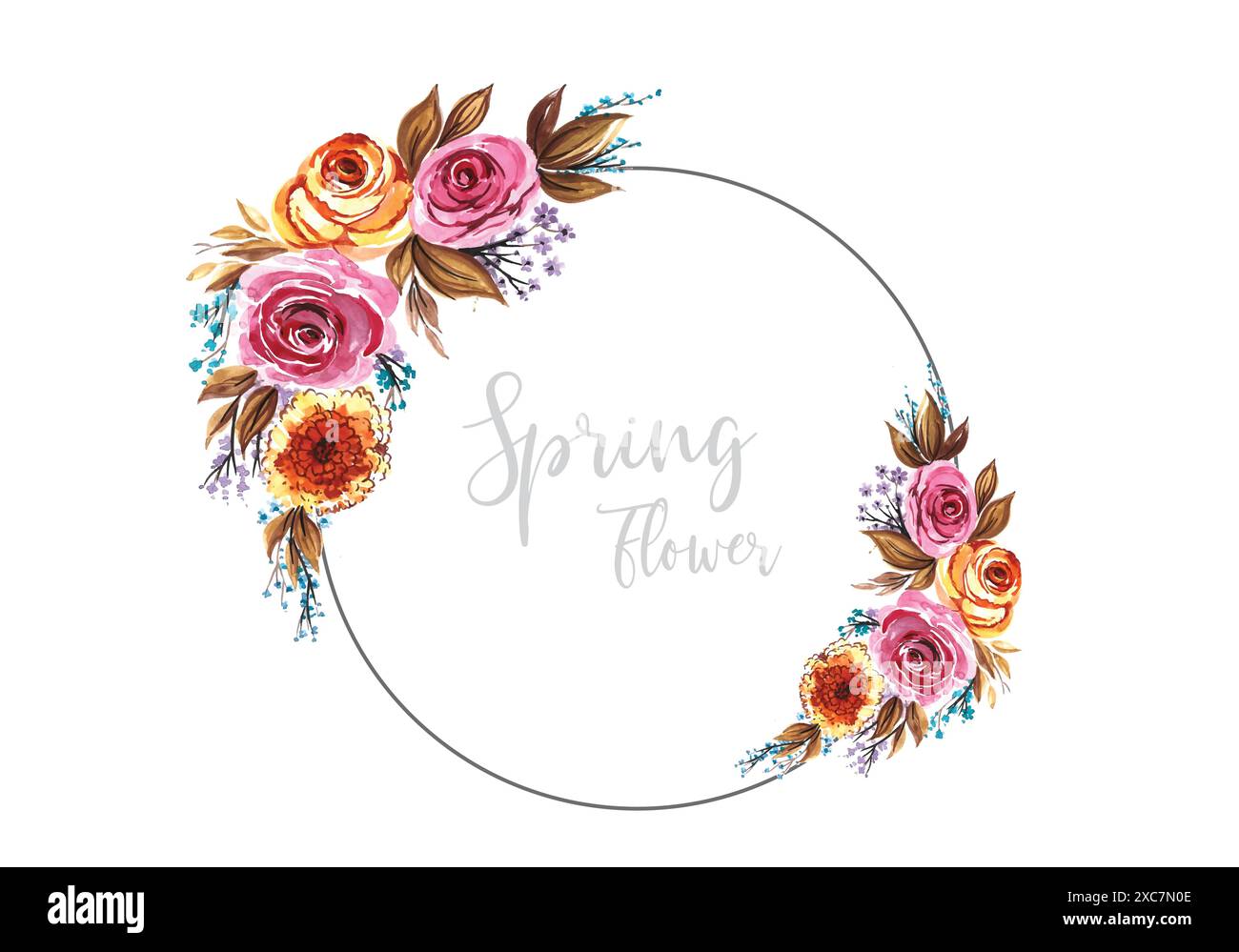 Beautiful circular spring flowers frame card design Stock Vector Image ...