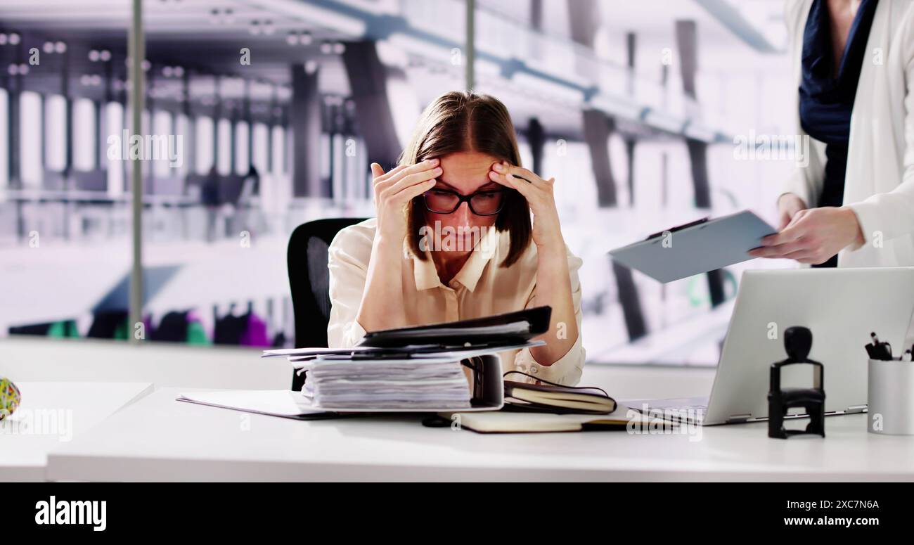 Team Leadership At Workplace. Leader Boss Stress And Headache Stock ...