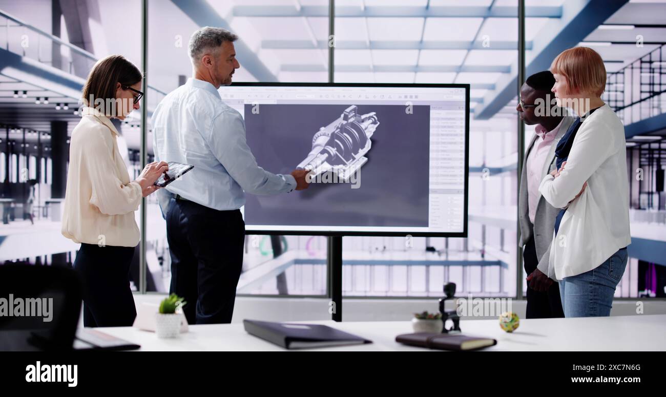 Engineer Doing 3D CAD Model Design On Computer Stock Photo - Alamy