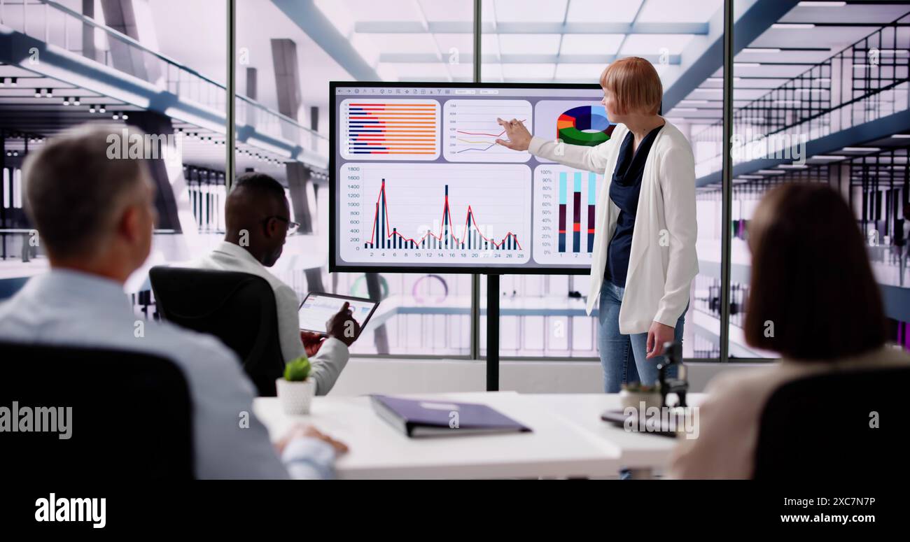 Corporate Business Presentation In Office On TV Stock Photo - Alamy