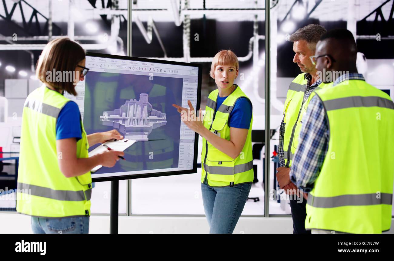 3D CAD Mechanical Parts Render On Computer. Technical Model Stock Photo ...