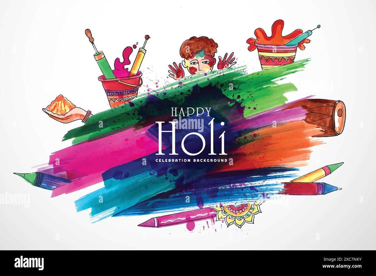 Happy holi festival greeting card design Stock Vector Image & Art - Alamy
