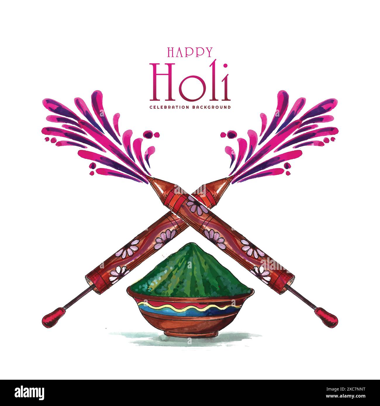Beautiful artistic pichkari for happy holi colorful card design Stock ...