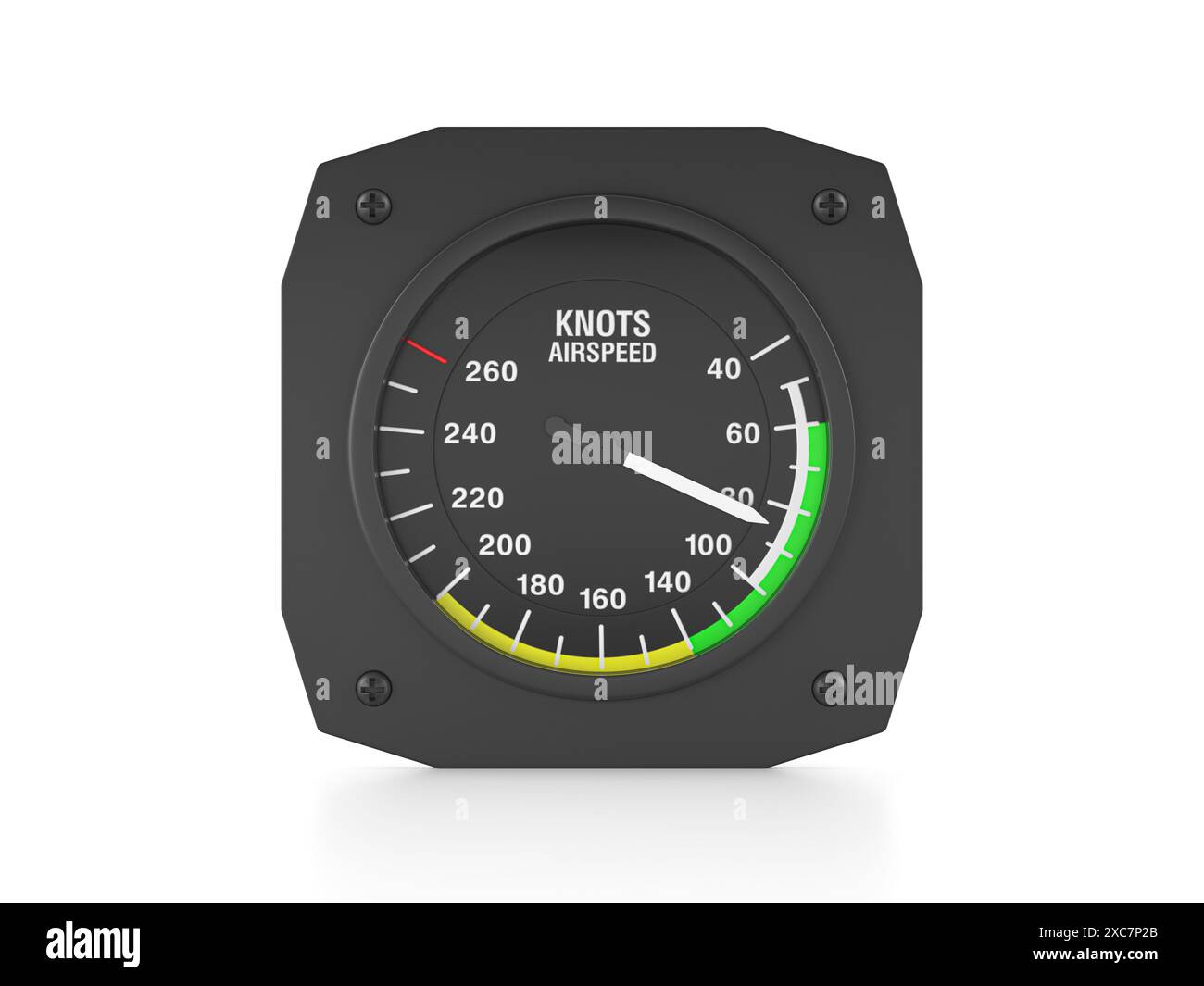 Flight instrument airspeed indicator on a white background. 3d ...