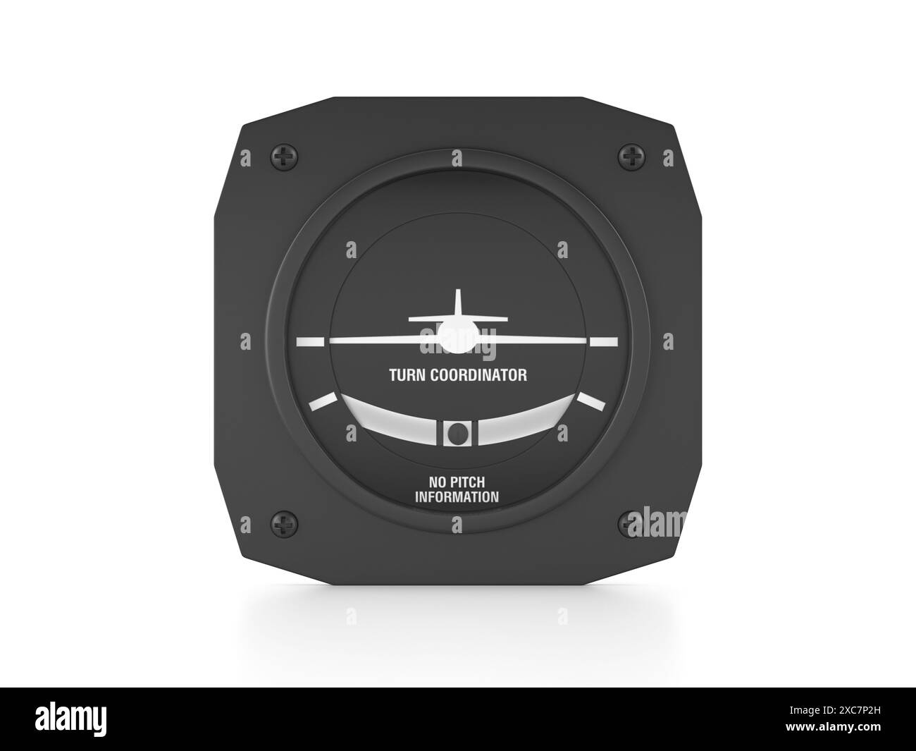 Flight instrument turn coordinator on a white background. 3d ...