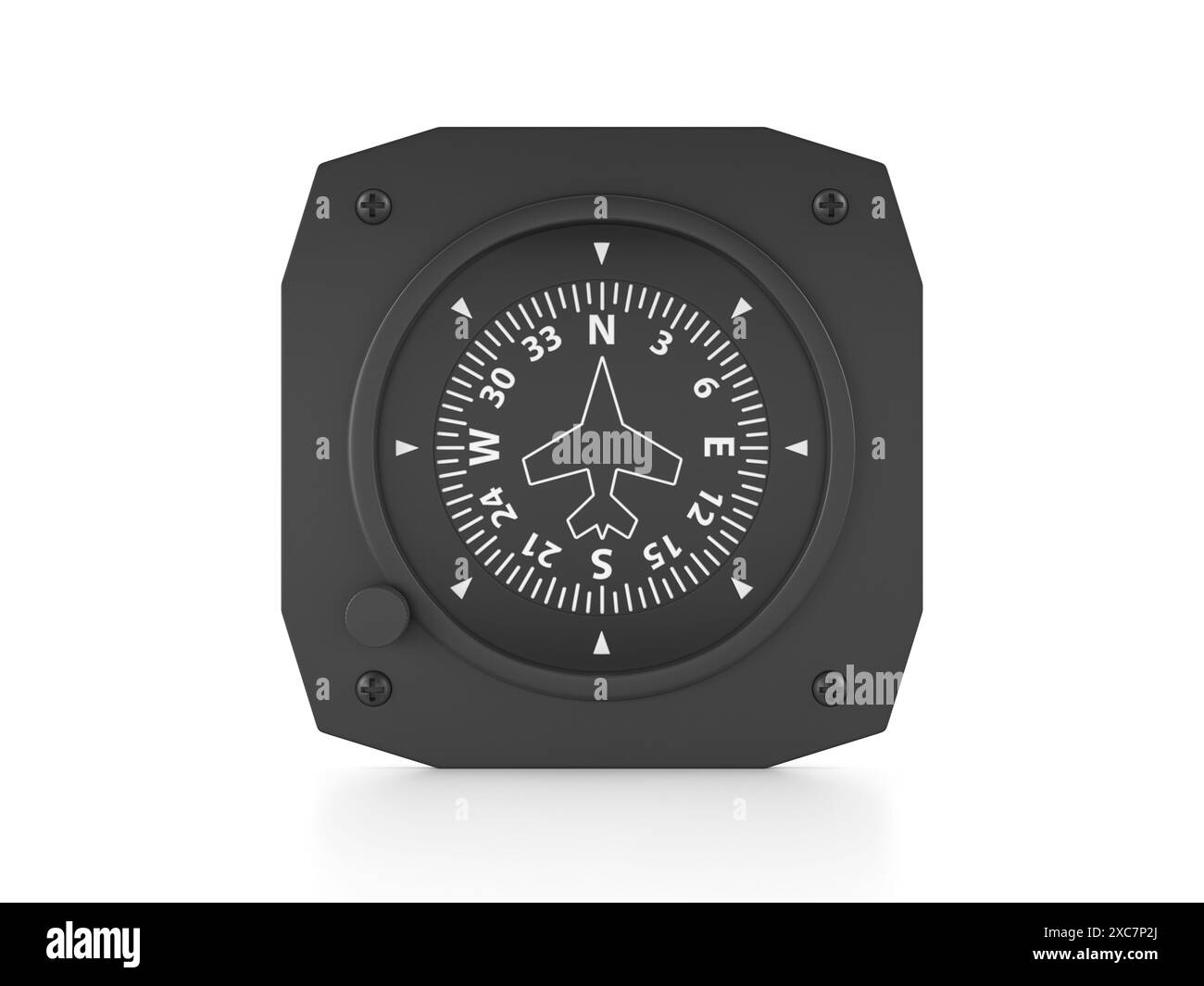 Flight instrument heading indicator on a white background. 3d ...