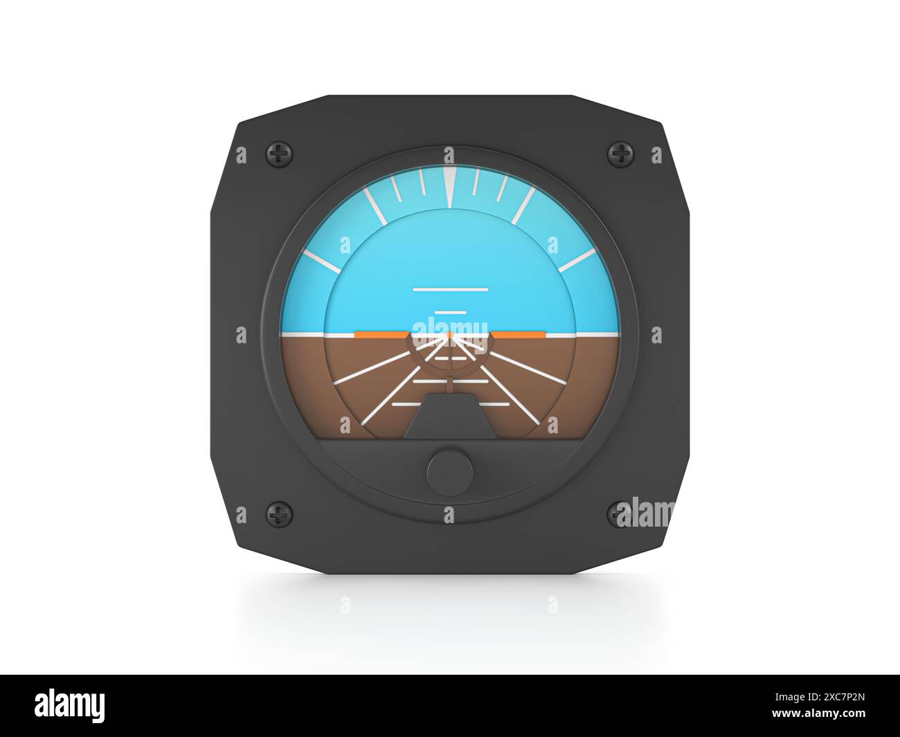 Flight instrument attitude indicator on a white background. 3d ...