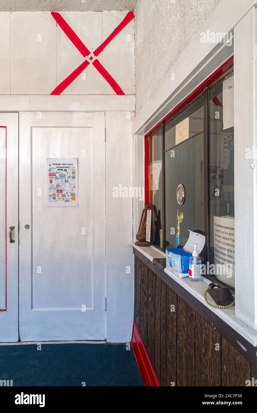 The box office of the historic Rex Theater in downtown Vale, Oregon ...