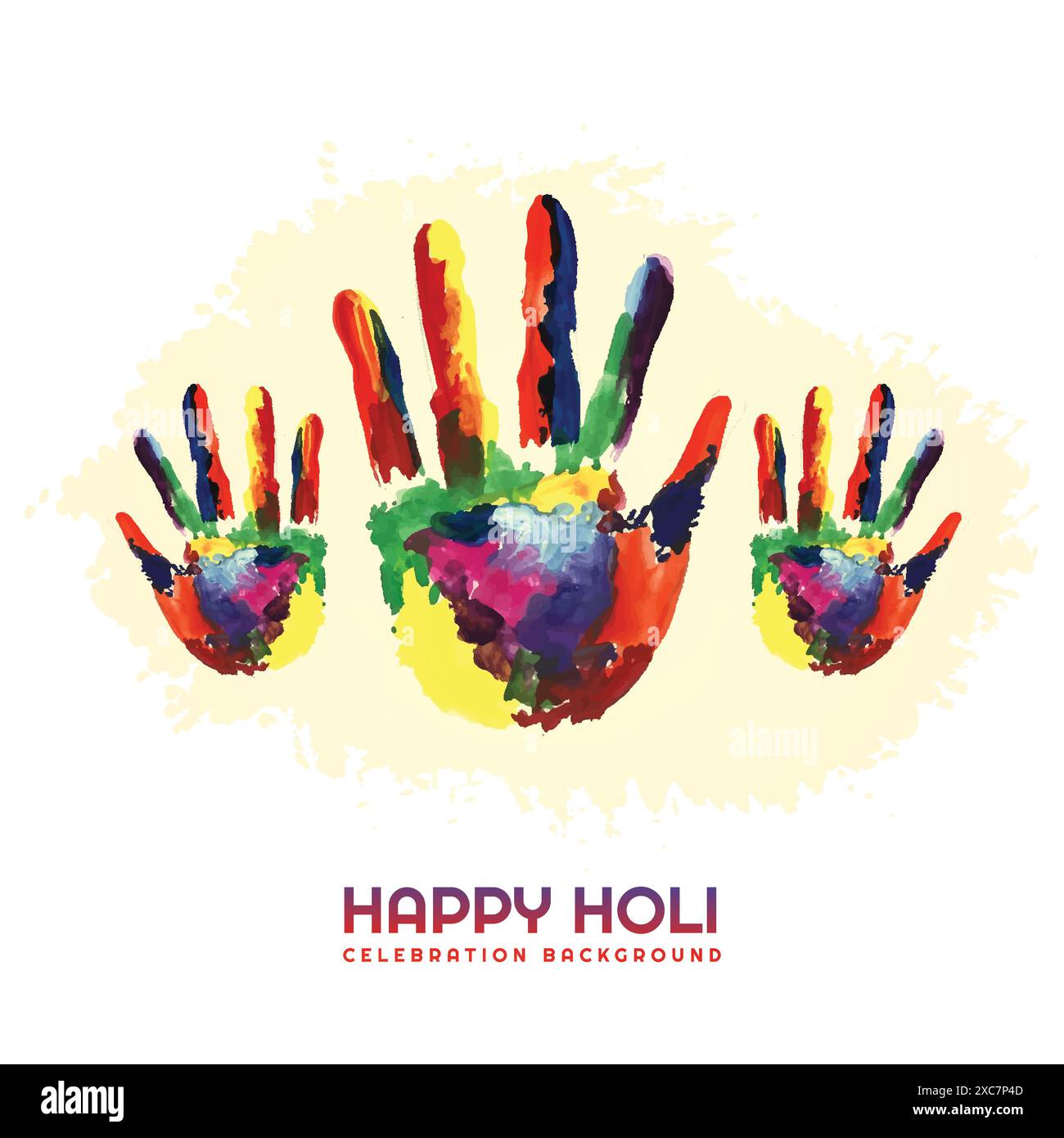 Holi festival with colorful handprint card background Stock Vector ...