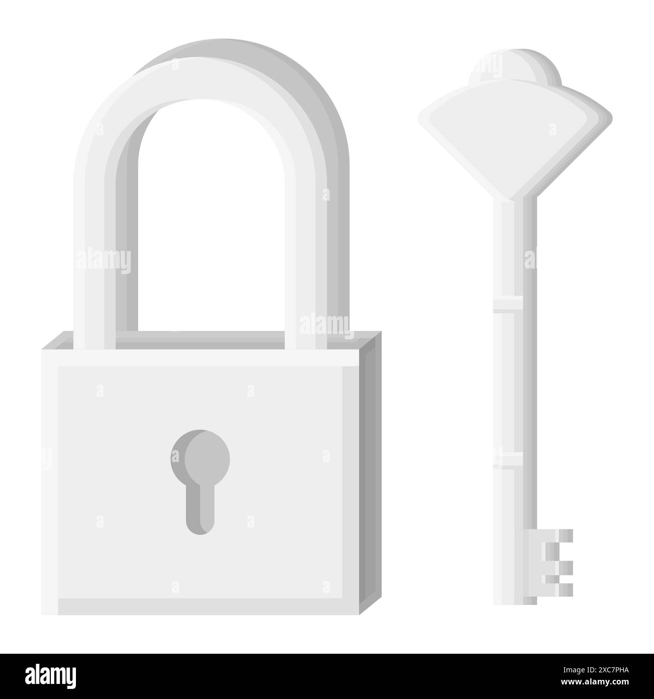 Simple White Padlock and Key Design. Illustration of Locked Padlock ...