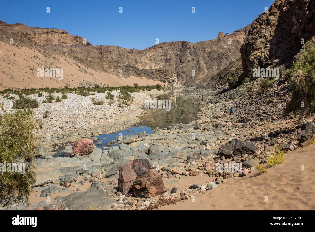 The Fish River where it flows through the Fish River Canyon, filled ...