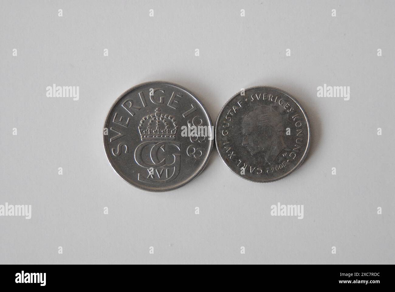 Copenhagen/ Denmark/15 JUNE 2024/Swedish coins kronor in danish capital ...