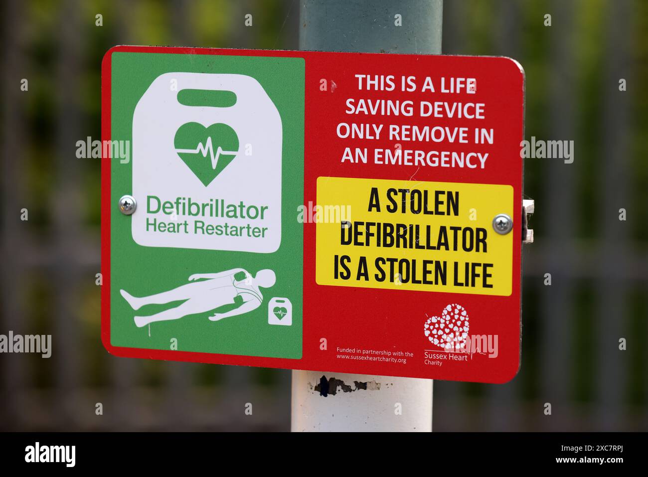 General views of a life saving Defibrillator at a train station in East ...