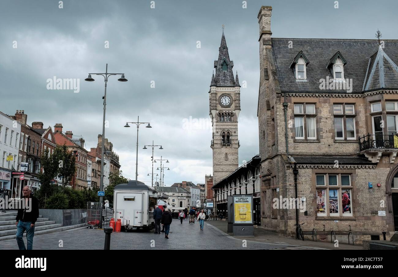 The town clock and indoor market in Darlington,England,UK Stock Photo ...