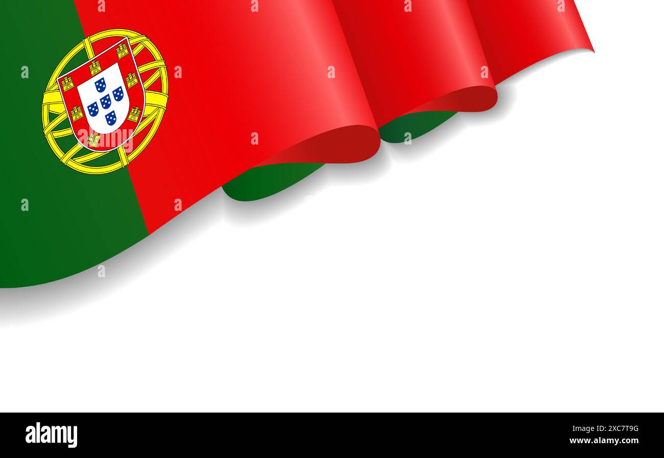 Realistic 3D flag of Portugal on white background. Portuguese national ...