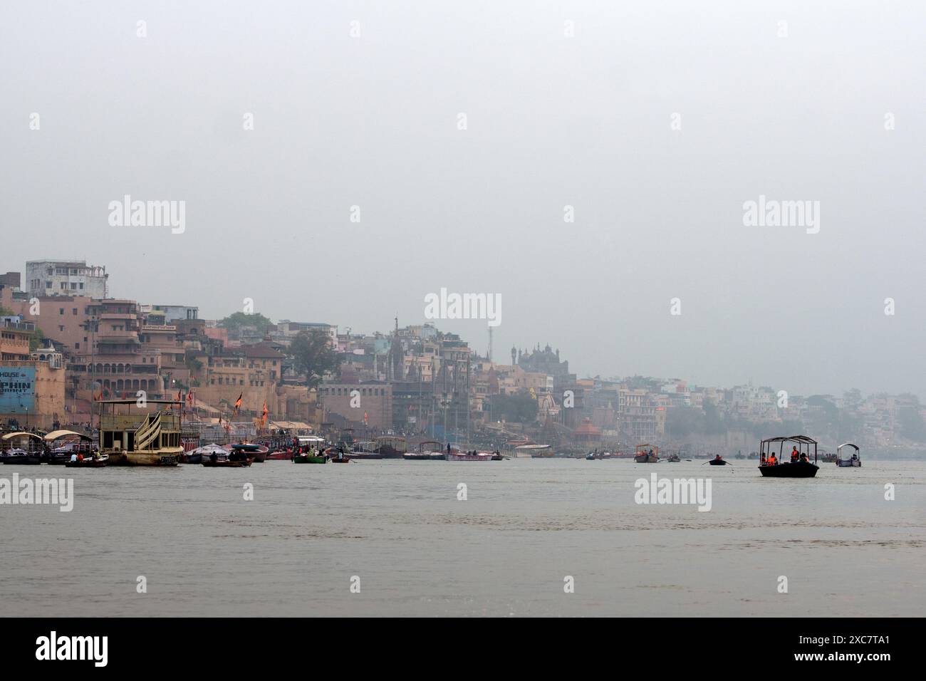 Varanasi, India: the holy river ganges with the pilgrim steps. Varanasi ...
