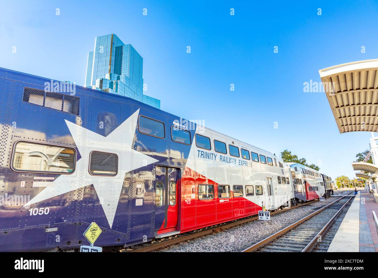 Dallas, USA - November 7, 2023: The central train station with train ...