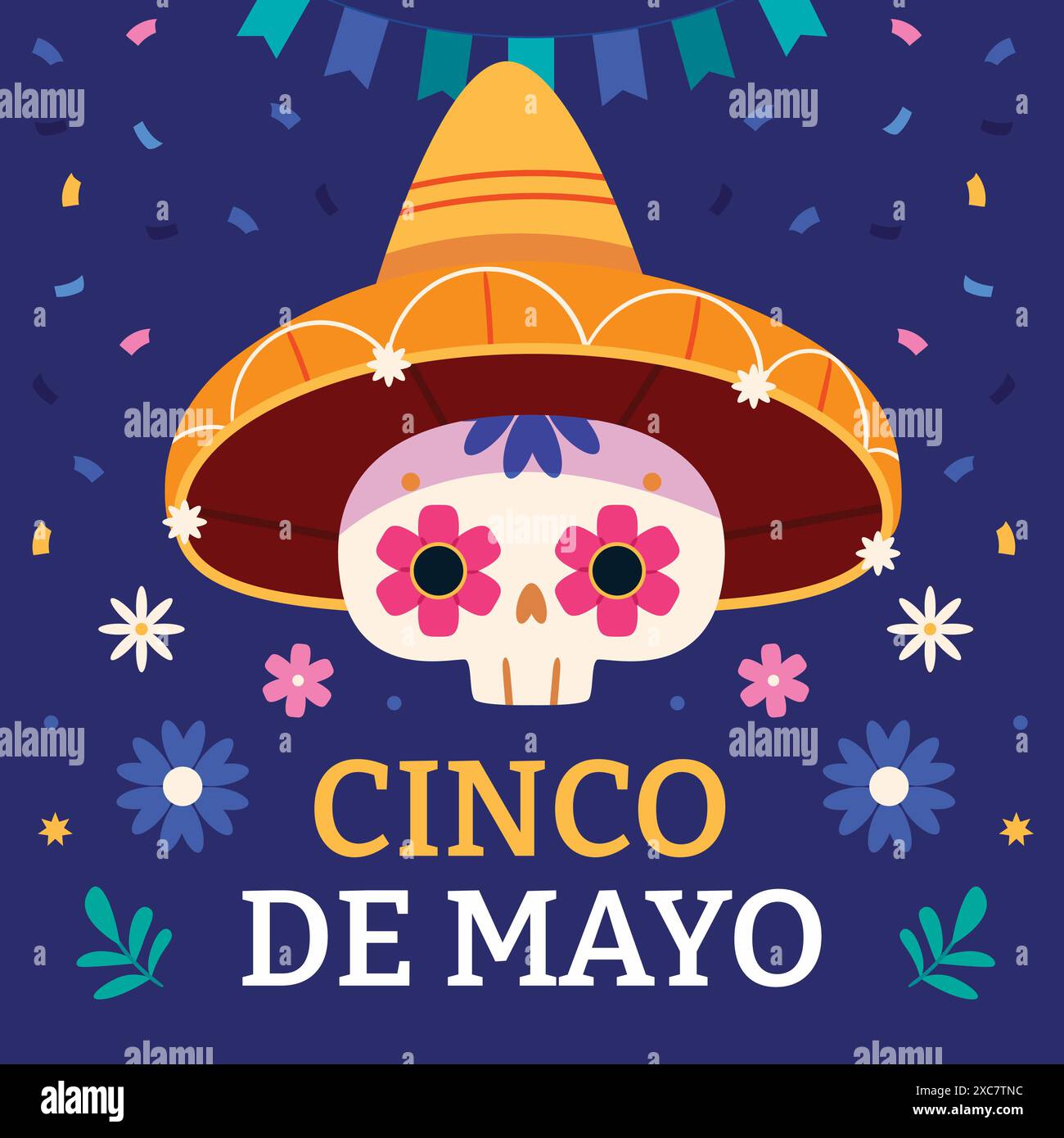 Cinco de Mayo poster or flyer design template with cheerful decorated ...