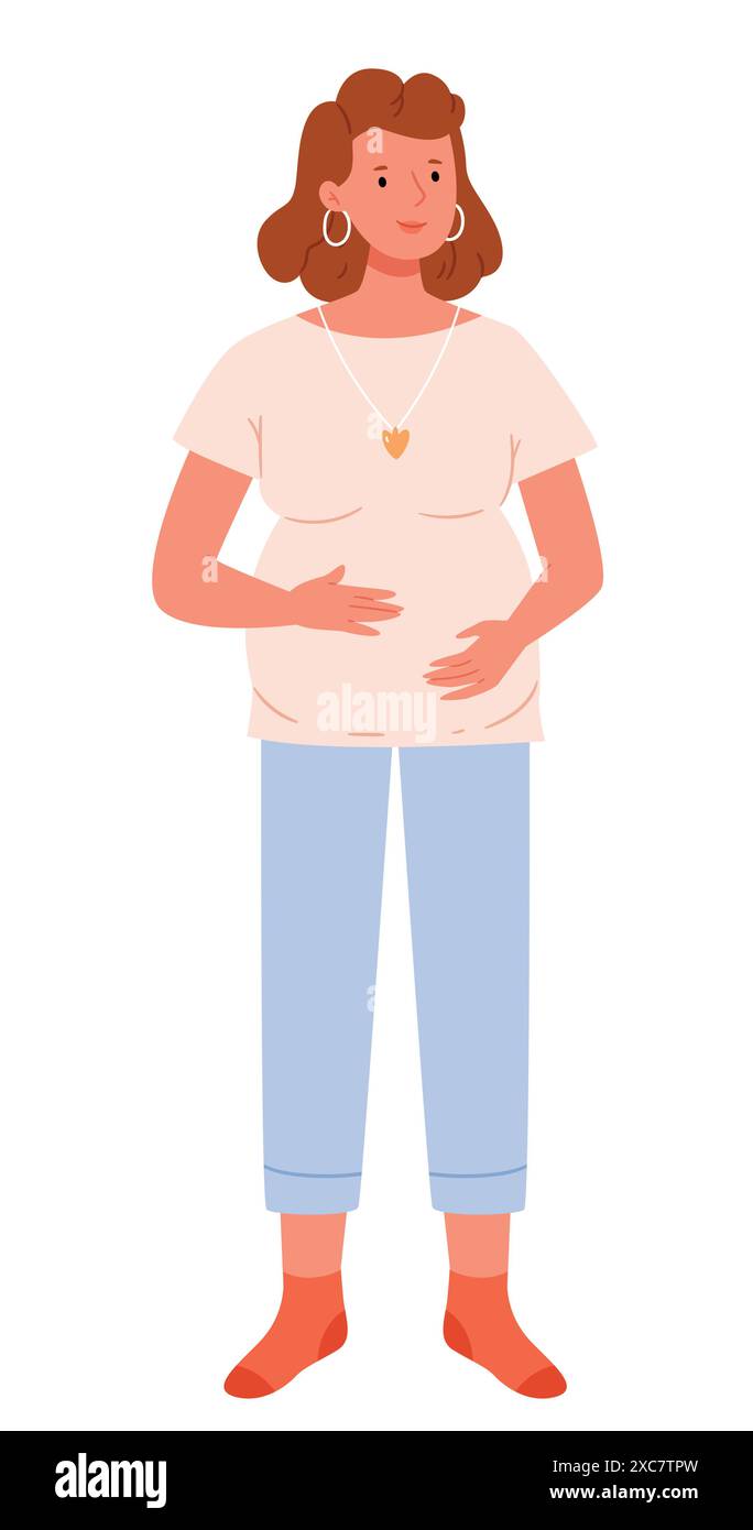 Cute pregnant woman. Waiting for baby vector illustration Stock Vector ...