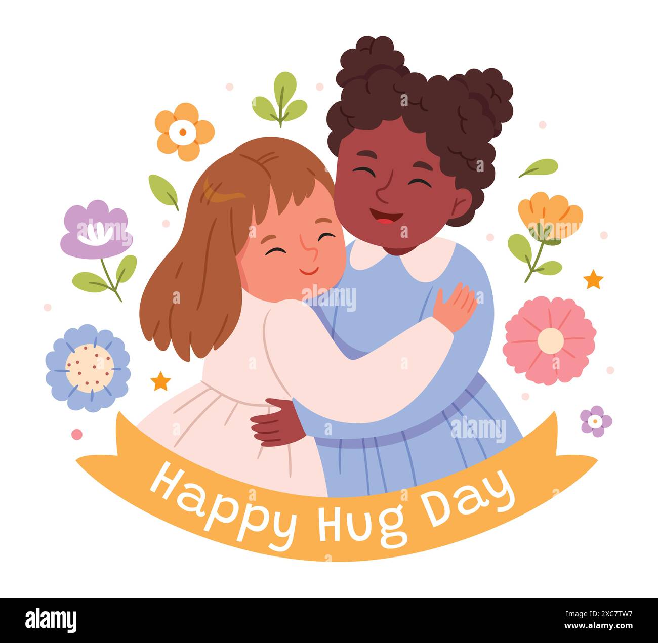 Vector illustration of multicultural girls. Multicultural friendship ...