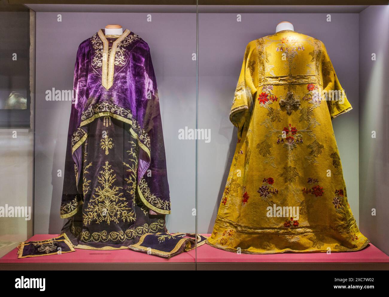 Liturgical vestments, at museum at Gonia Monastery, Rodopos peninsula ...
