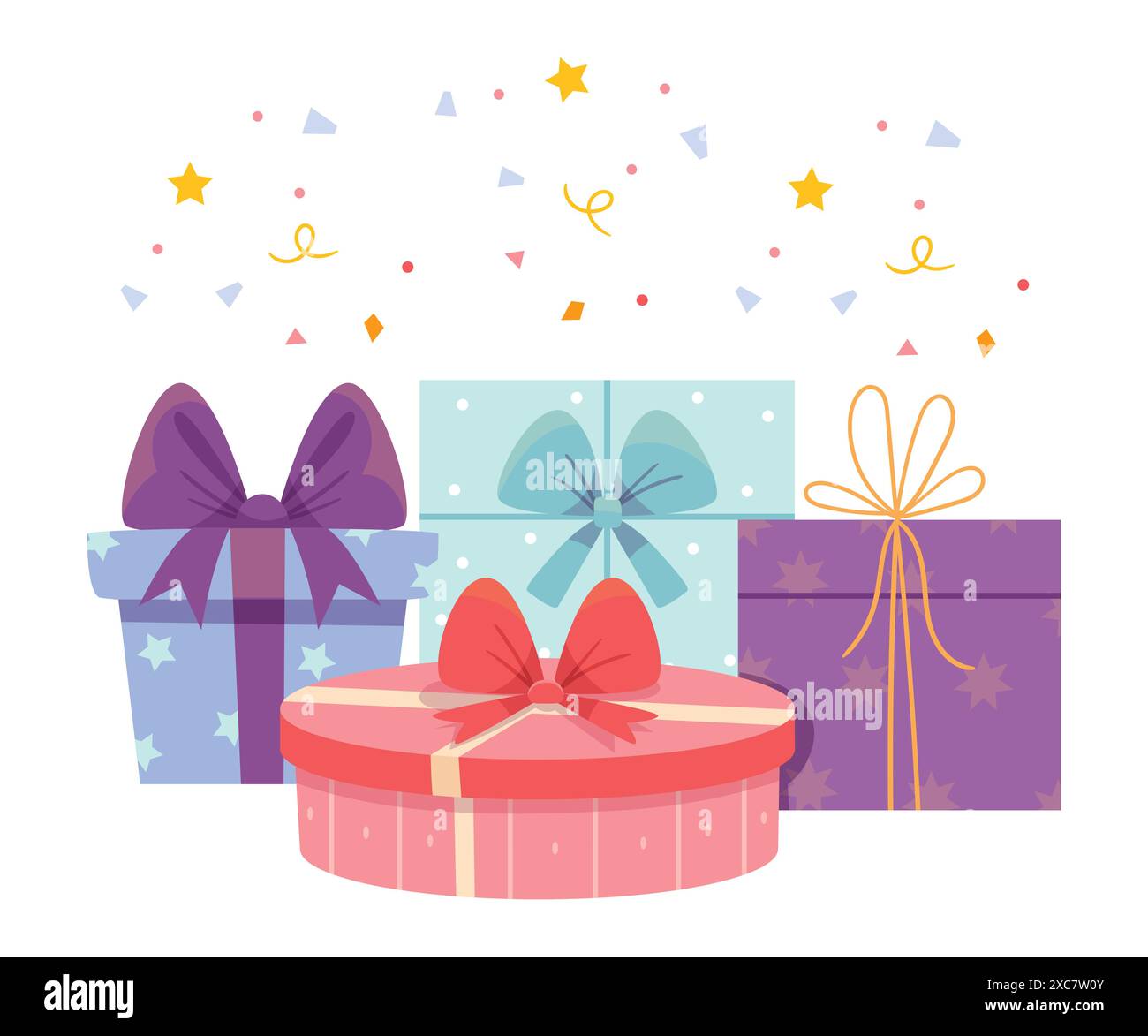 Cartoon holiday boxes bows Cut Out Stock Images & Pictures - Alamy