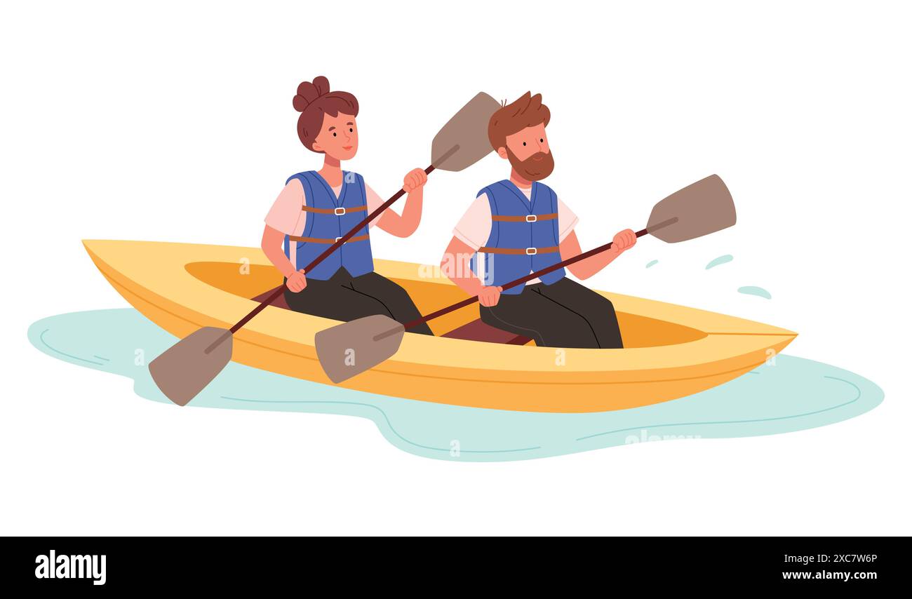 People enjoy active water sports vector illustration.Extreme man and ...
