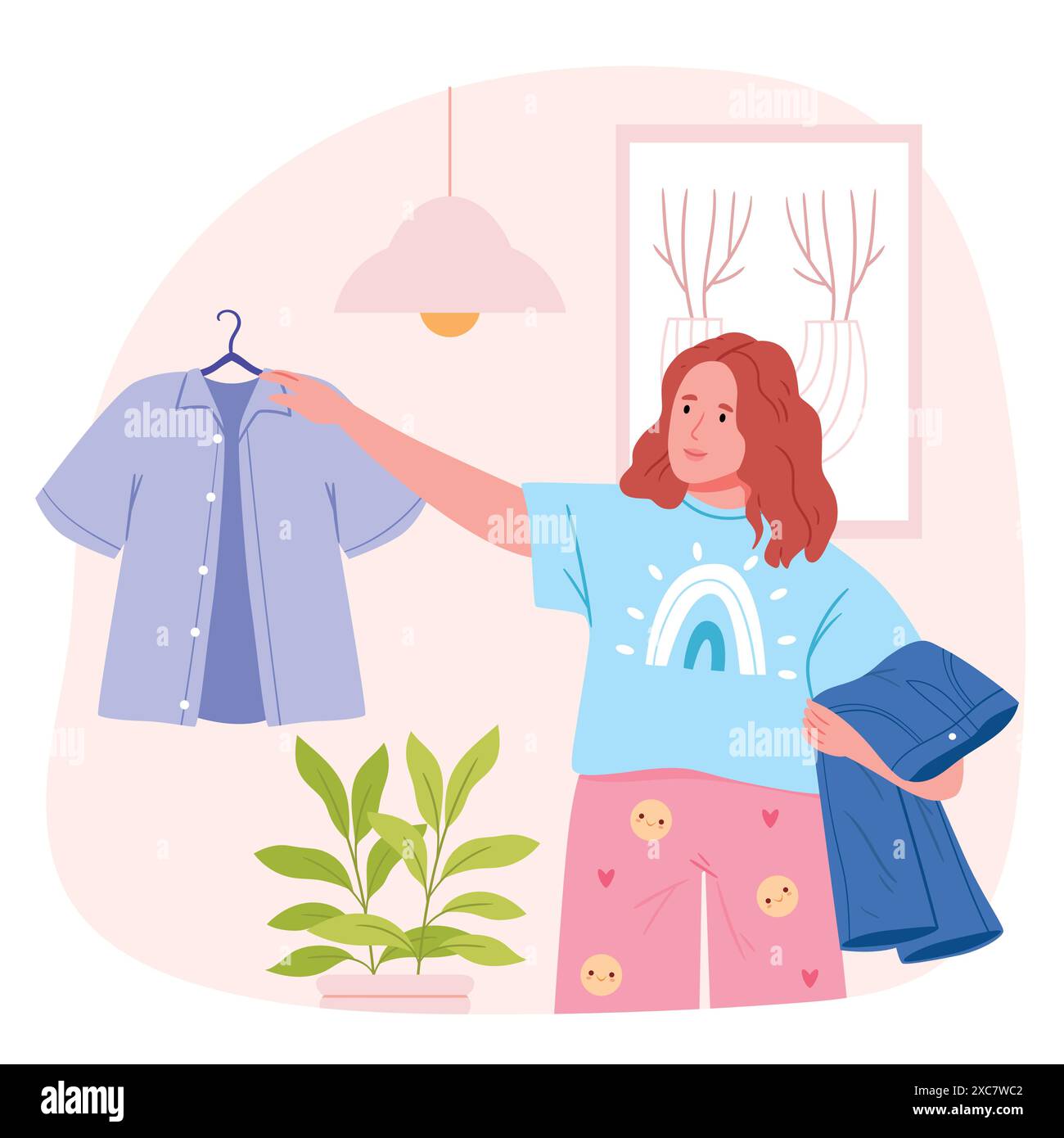 Woman in a mirror Stock Vector Images - Alamy