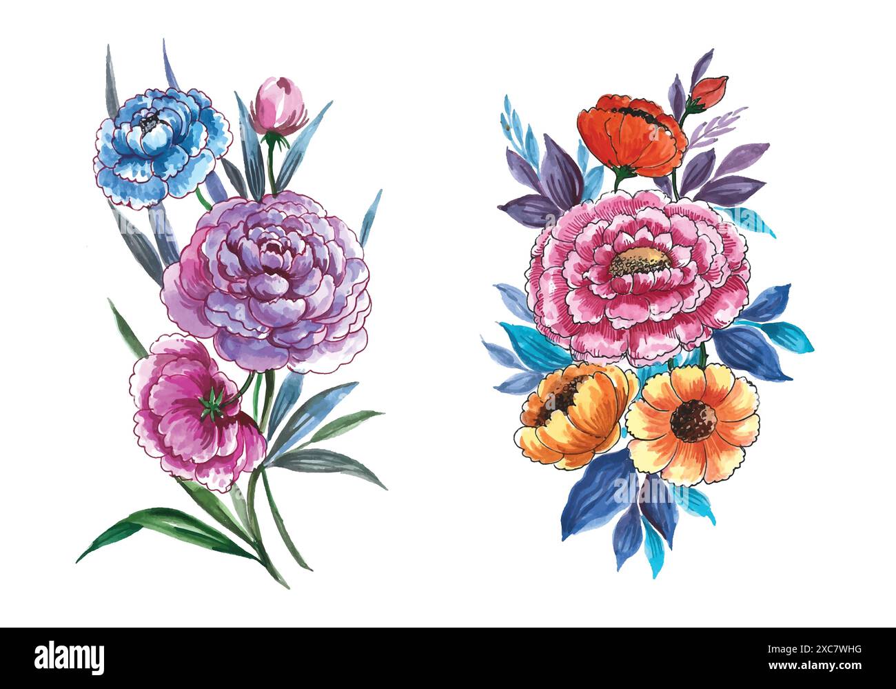 Wedding decorative flowers set design illustration Stock Vector Image ...