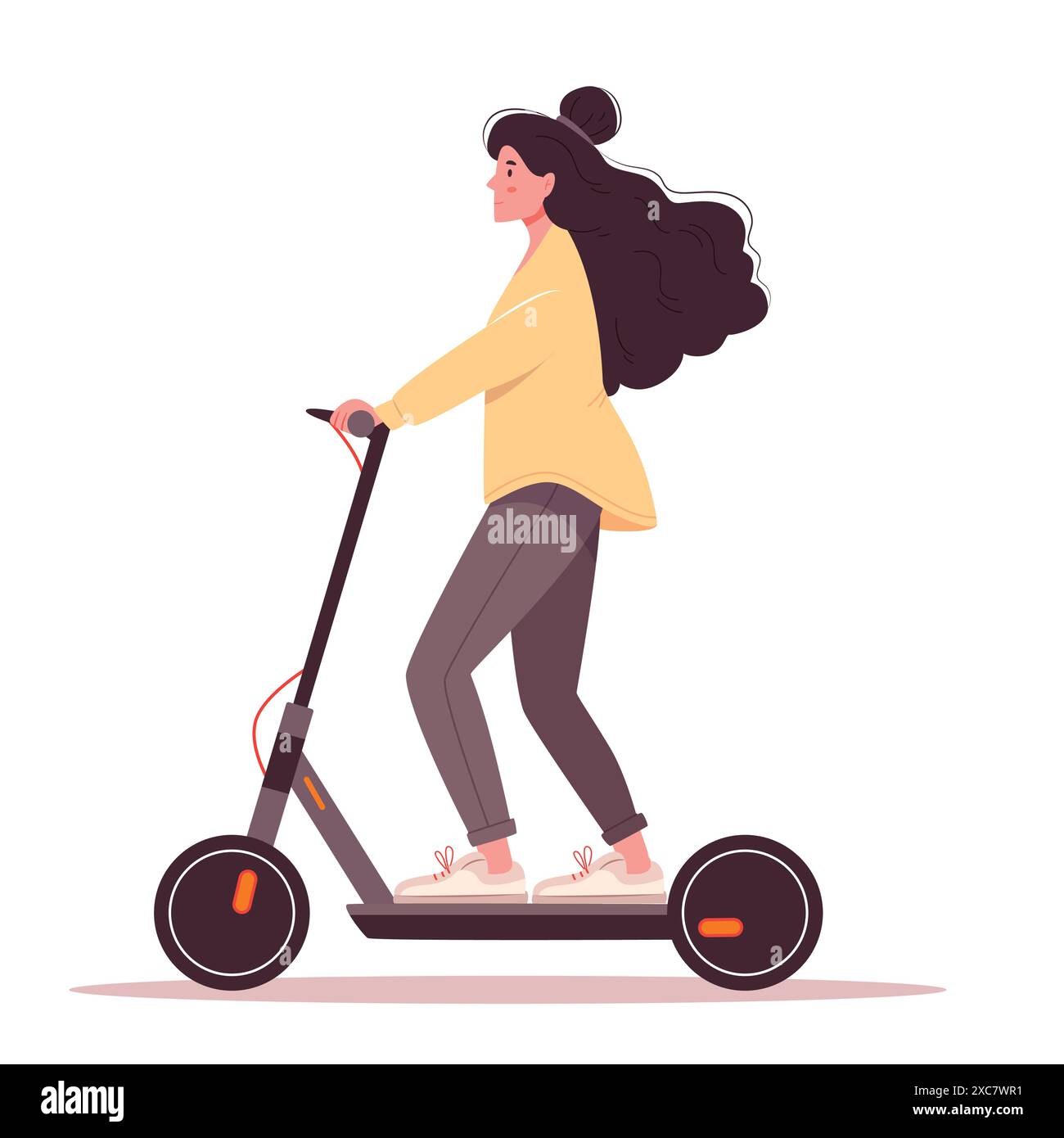 Girl riding electric scooter. Daily routines and everyday activities of ...