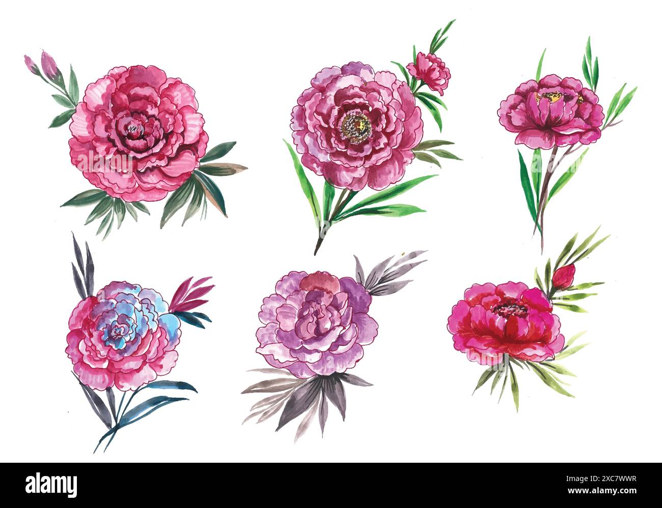 Wedding decorative flowers set design illustration Stock Vector Image ...