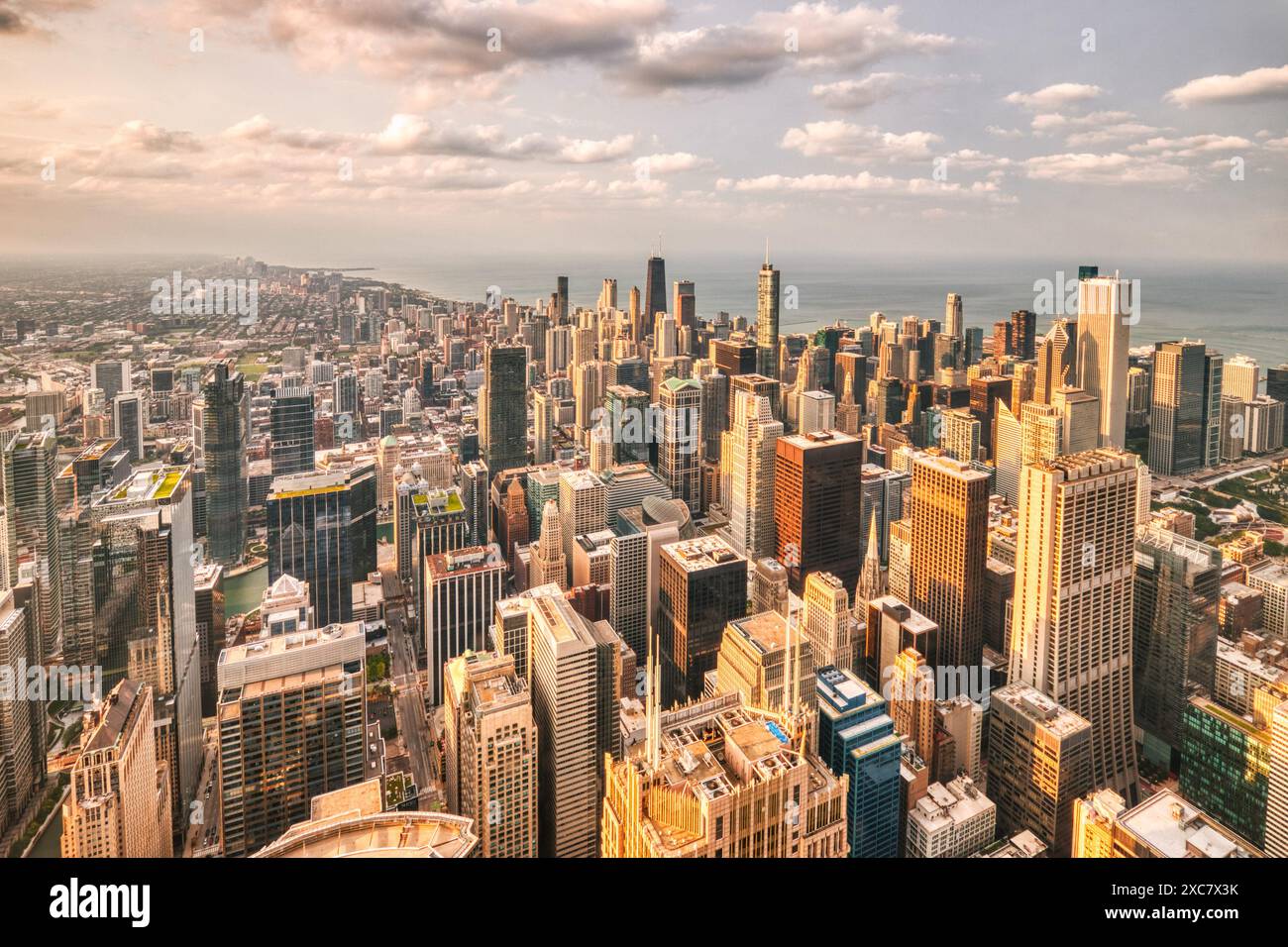 Aerial sunrise chicago skyline waterfront hi-res stock photography and ...