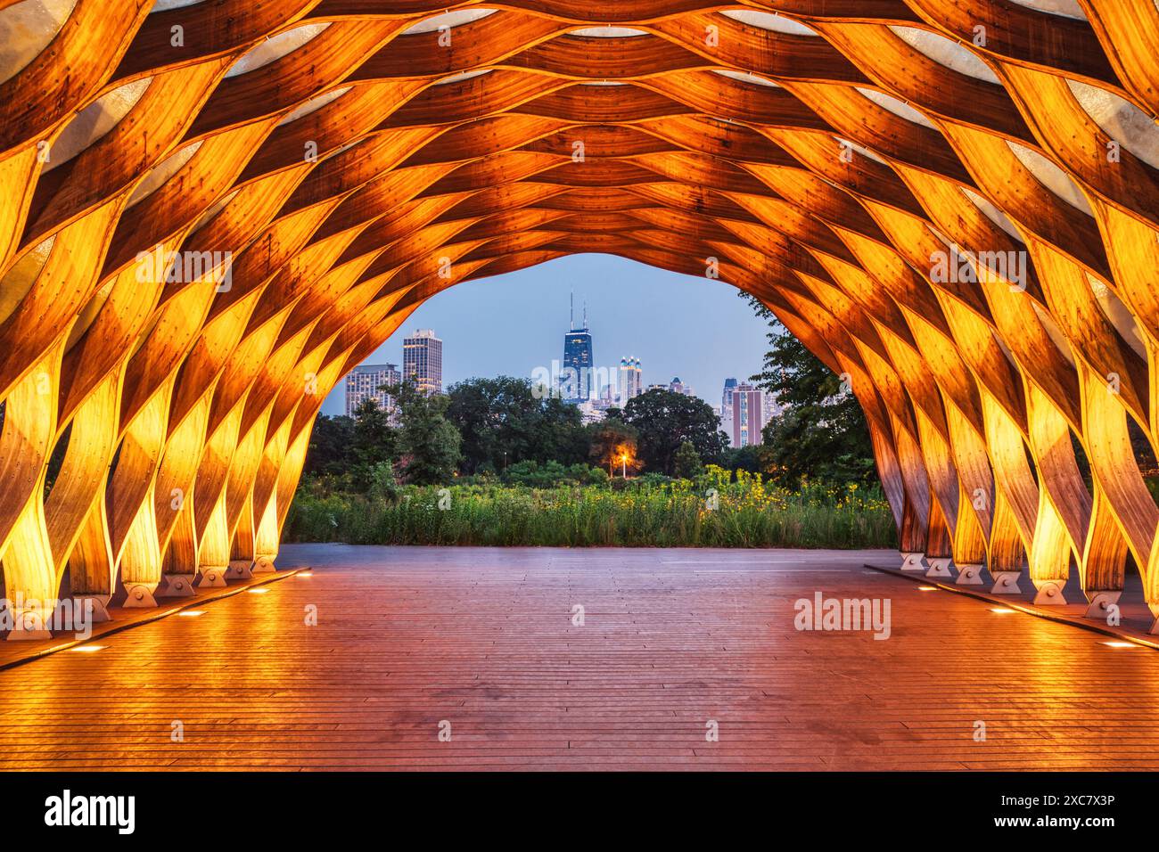 Chicago Skyline through Wooden Arch in Lincoln Park, Illinois Keywords ...