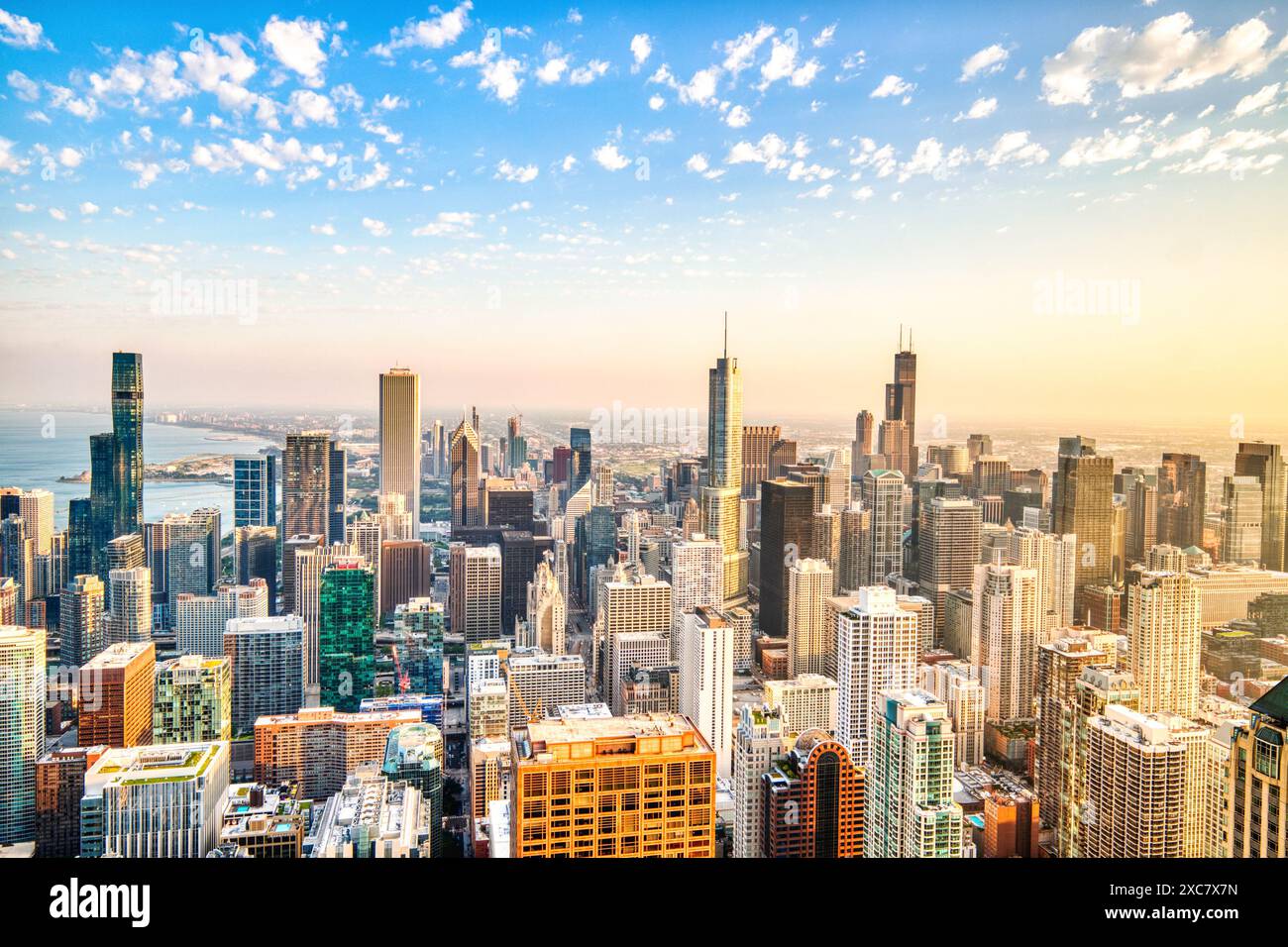 Chicago Aerial Skyline View During a Sunny Day, Illinois Keywords ...