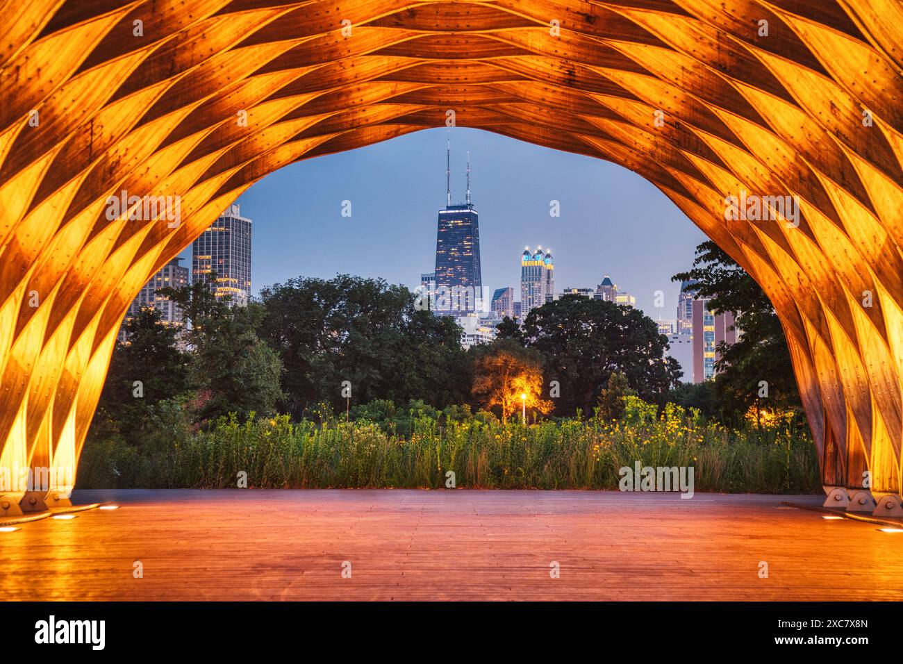 Chicago Skyline through Wooden Arch in Lincoln Park, Illinois Keywords ...