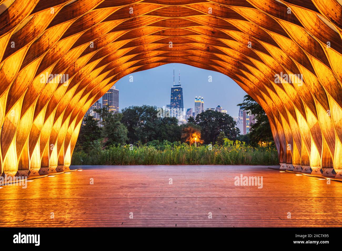 Chicago Skyline through Wooden Arch in Lincoln Park, Illinois Keywords ...