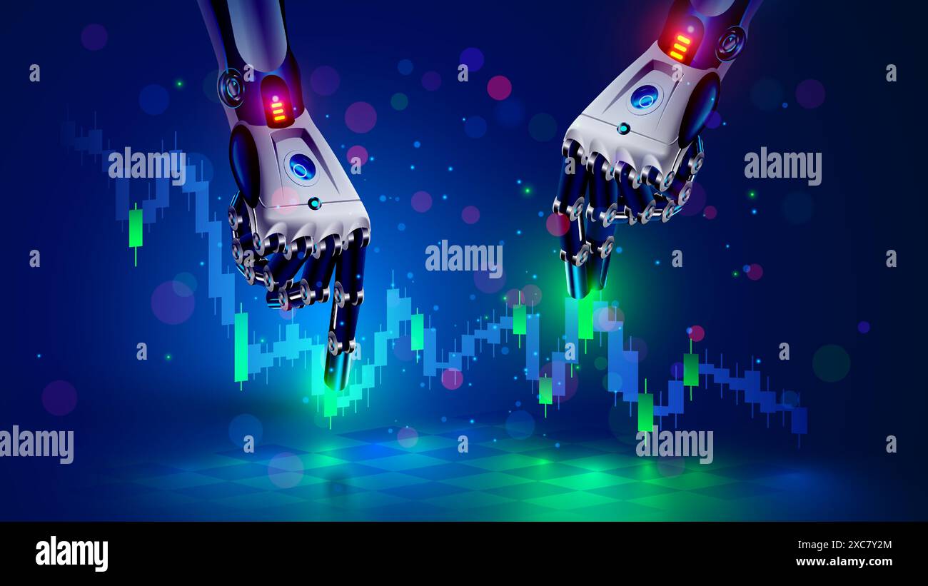 Robot or bot trader. AI for automation trading on stock market. Hands ...