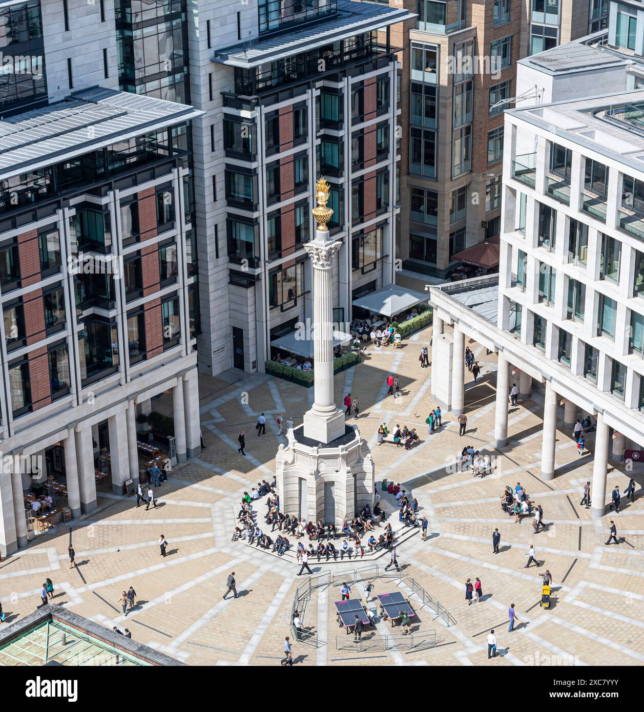 Paternoster Square and Column at the top of Ludgate Hill in the City of ...