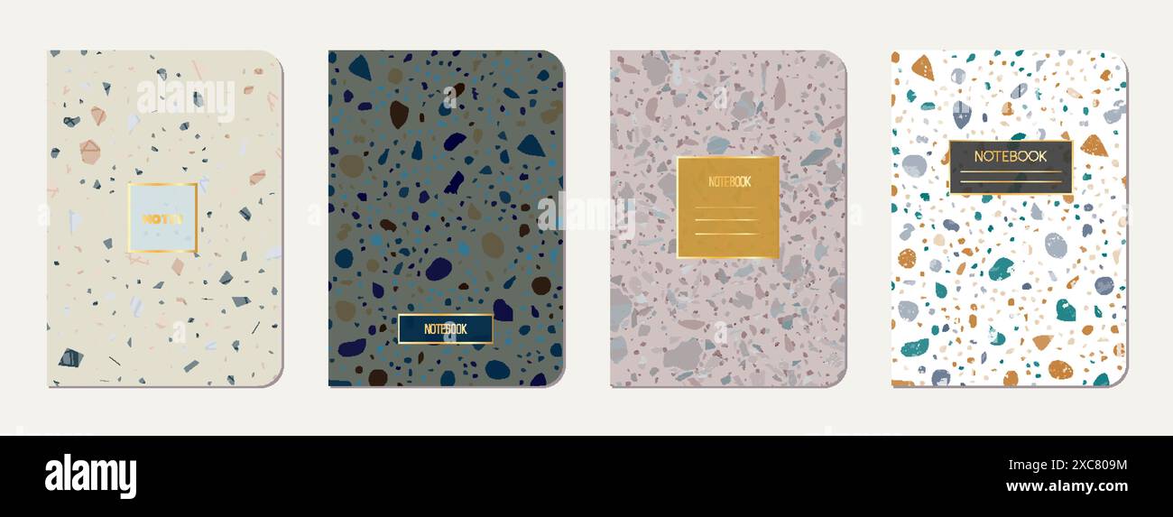 Notepad cover design. Terrazzo abstract background made of natural ...