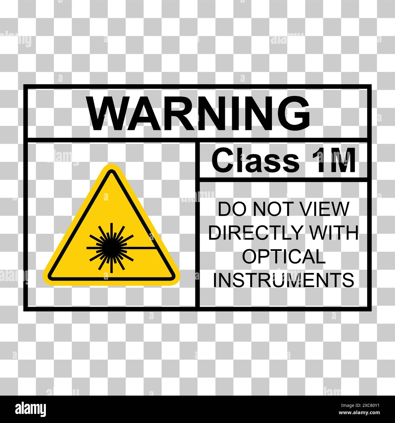 Laser radiation danger class 1M label icon, safety information symbol ...