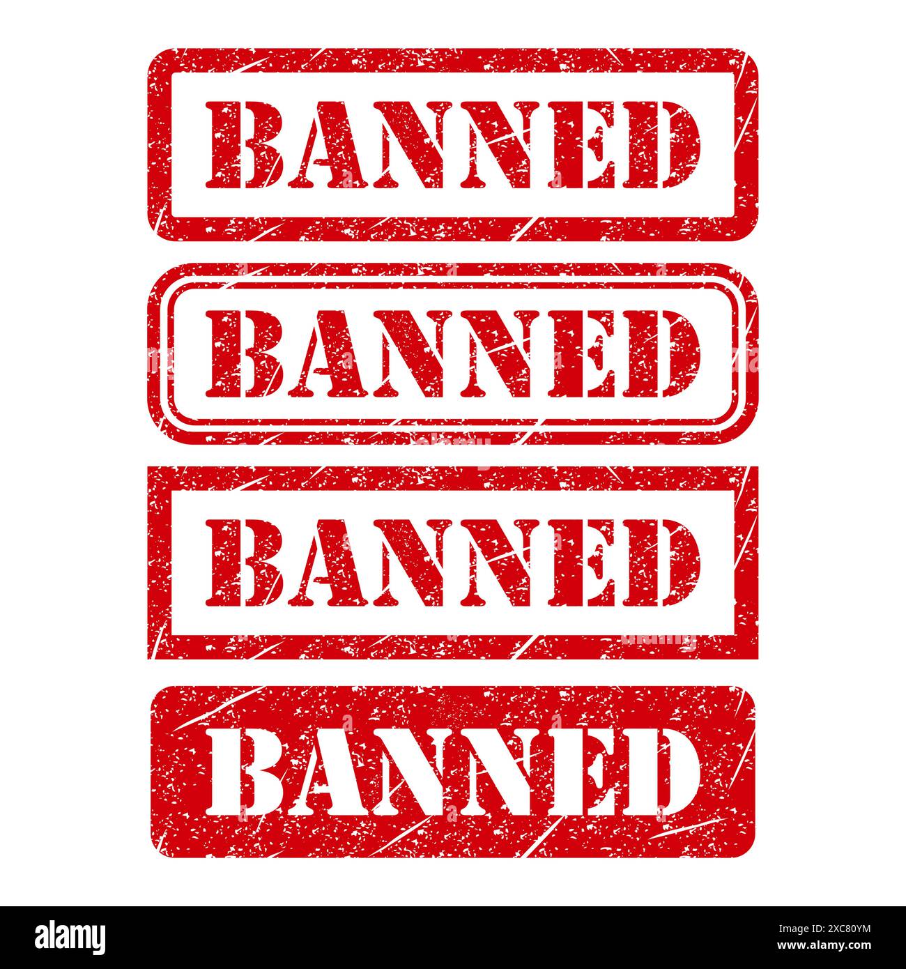 Set of Banned stamp symbol, label sticker sign button, text banner ...