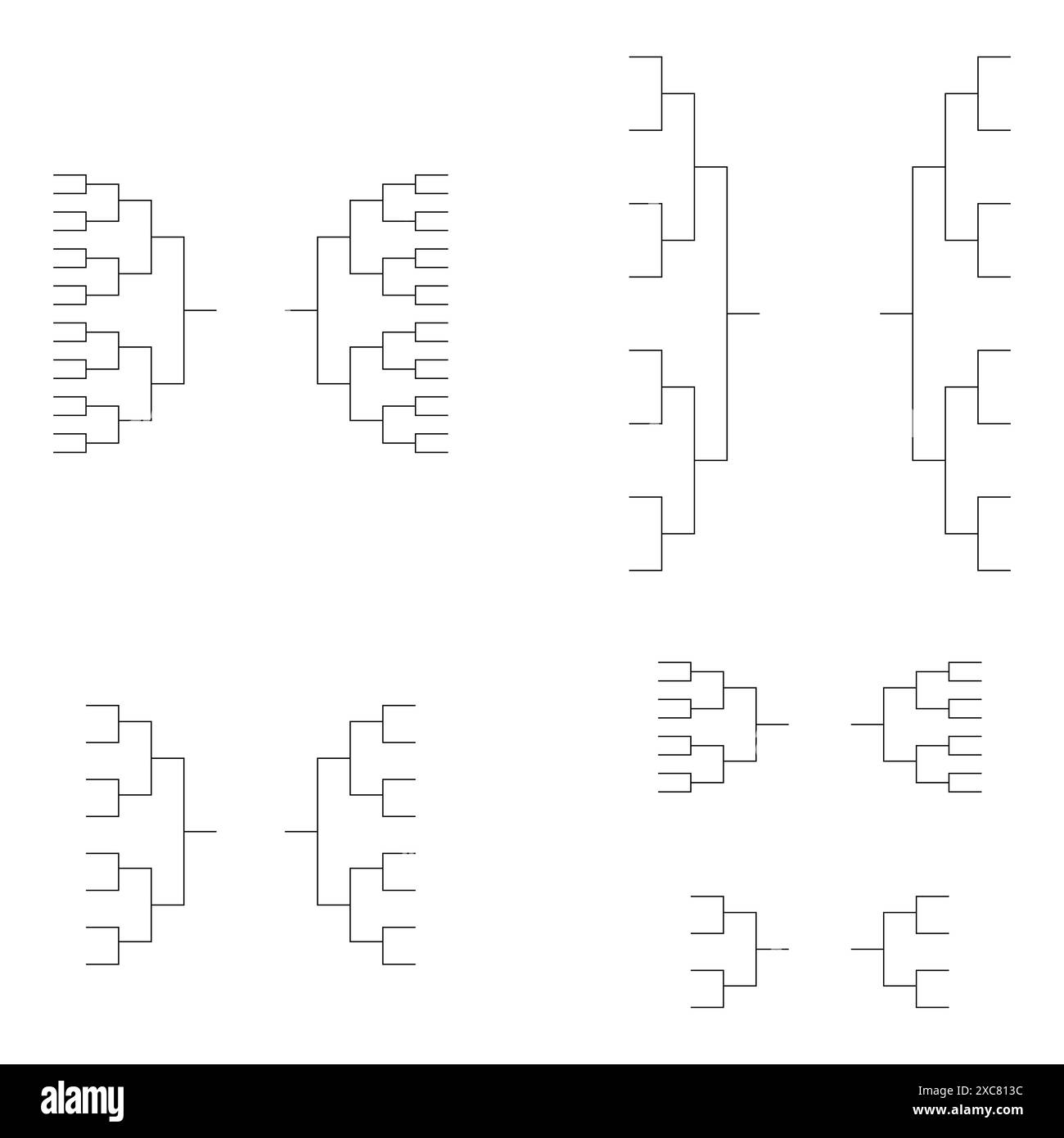 Set of Bracket sport tournament, blank elimination event sign, playoff ...