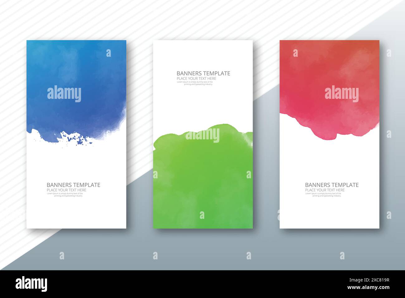 Abstract colorful watercolor paint splash banner set design Stock ...