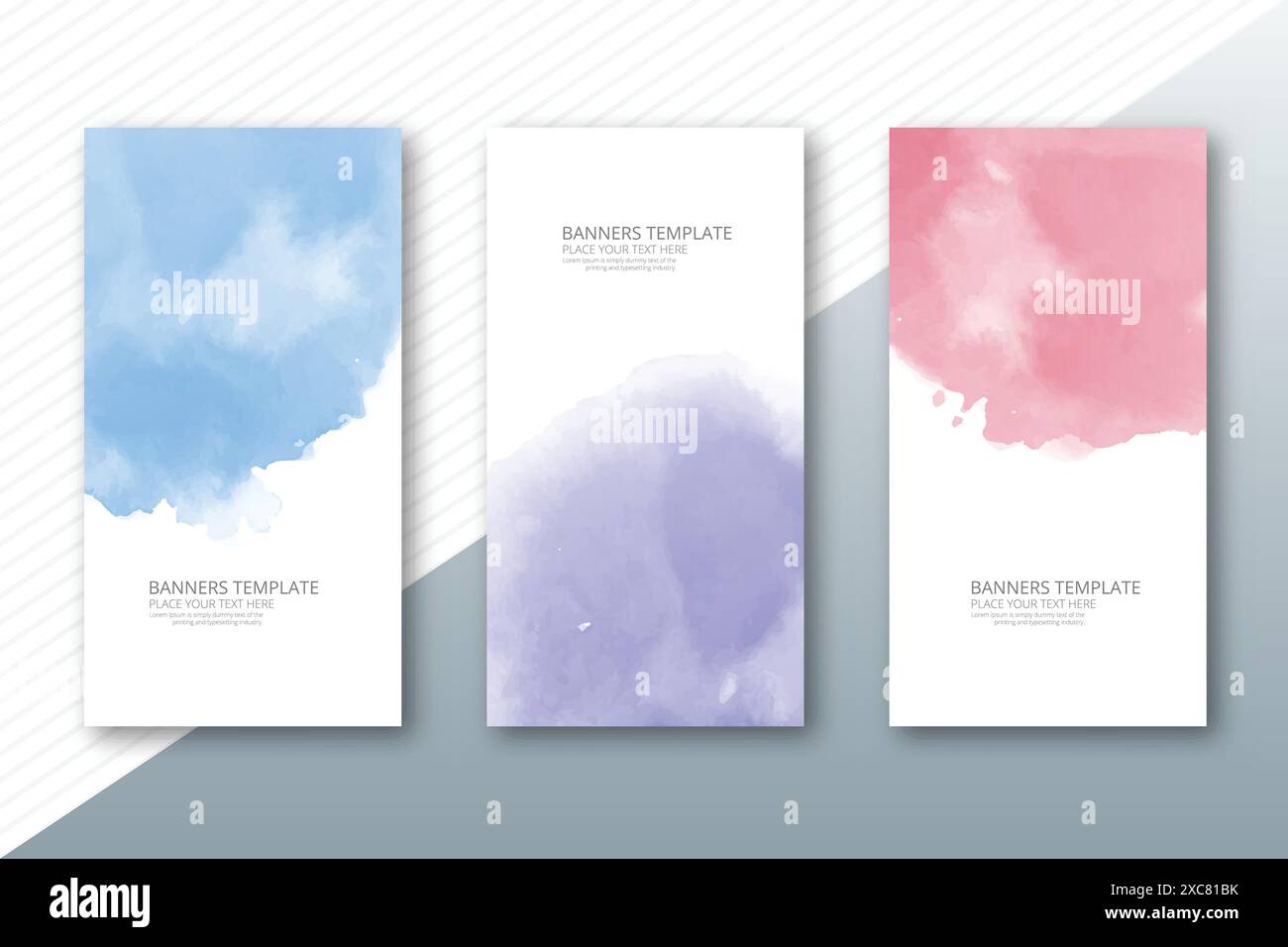 Abstract colorful watercolor paint splash banner set design Stock ...